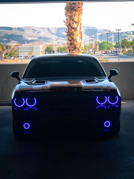 Dodge Challenger Multi Color Change External Waterproof LED Halo HeadL ...
